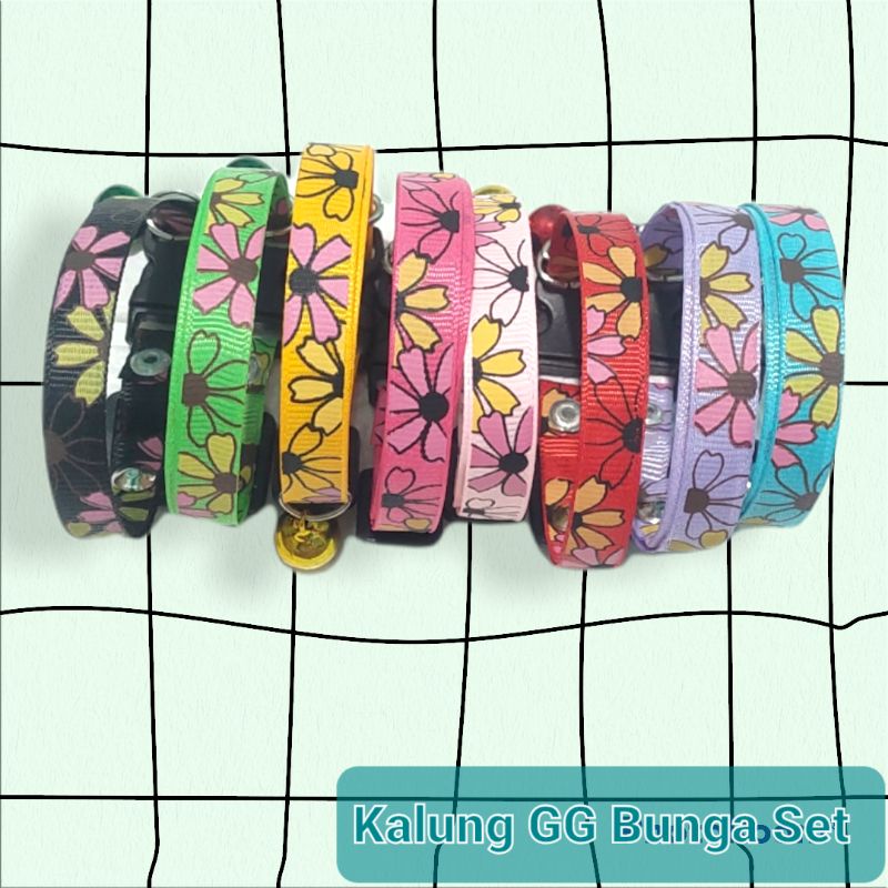 Jual Kalung Kucing GG Bunga Set Lonceng 12mm | Shopee Indonesia
