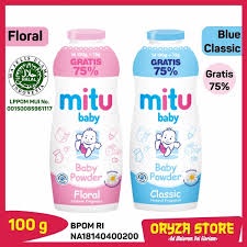 Jual Mitu Powder 100+75% (Pink / Floral & Blue/Classic) | Shopee Indonesia