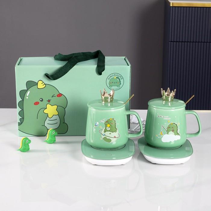 Jual Mug Gelas Kemarik Pemanas Set Motif Dino / Hampers Mug Gelas Gift ...