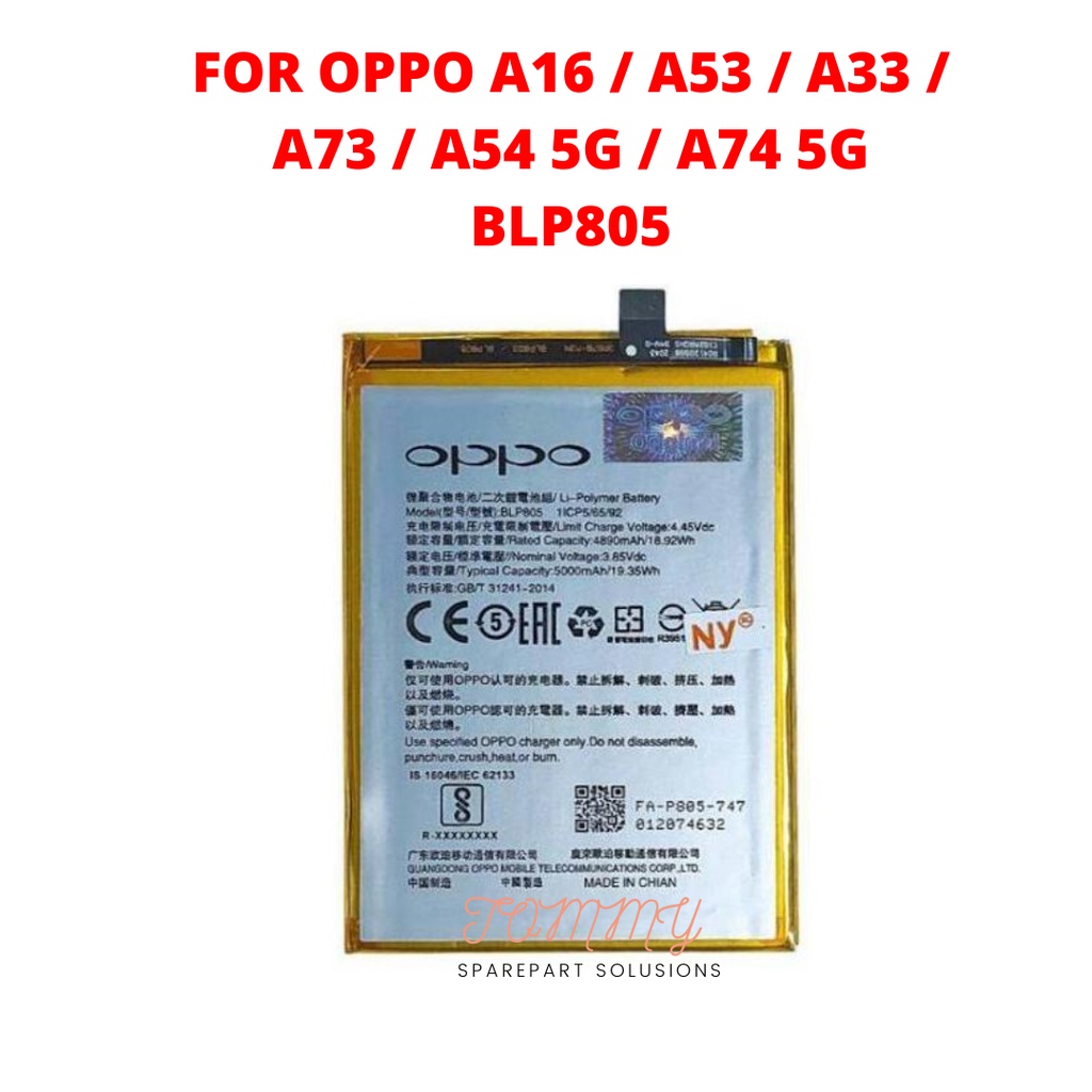 Jual BATERAI BATRE OPPO A16 / A53 / A33 / A73 / A54 5G / A74 5G BLP805 ...