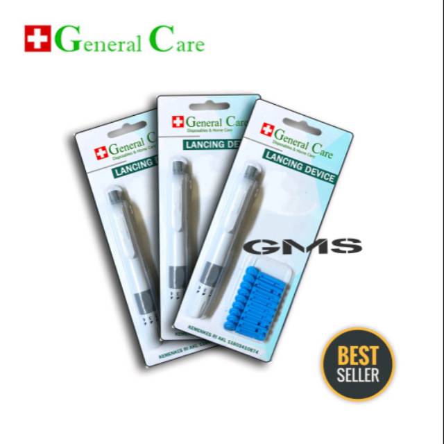 Jual Lancing Device With Blood Lancet 10 Pcs General Care | Shopee ...