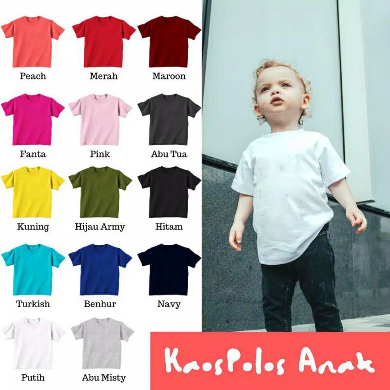 Jual Baju Anak Kaos Anak KAOS POLOS ANAK (1-4Thn) | Shopee Indonesia