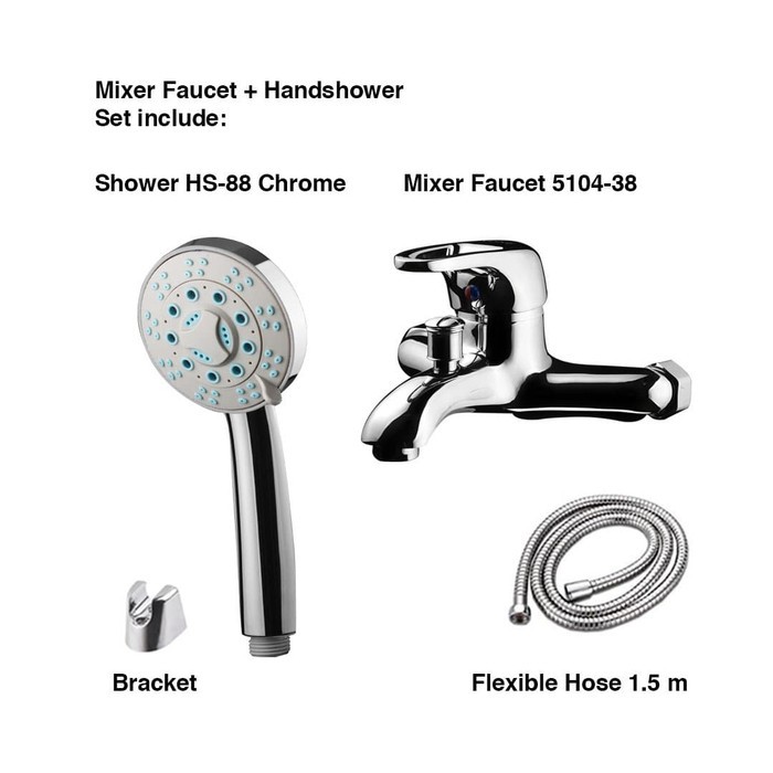 Jual VONE Kran Mixer Bathub Keran Shower Panas Dingin Set 4103-38 + SV ...