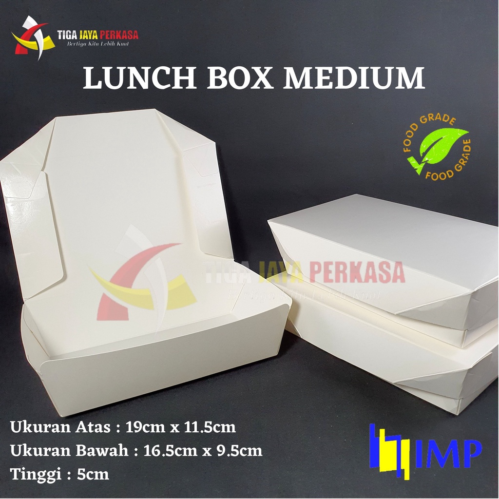 Jual Paper Food Lunch Box Medium/ Lunch Box M @50 Pcs !! Food grade ...