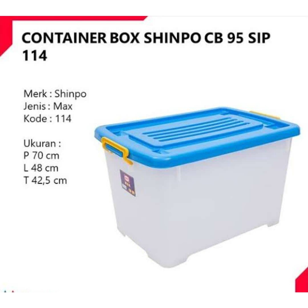 Jual SHINPO Kontainer Plastik Dengan Roda Sky Container Box Kotak Penyimpanan CB95 | Shopee ...