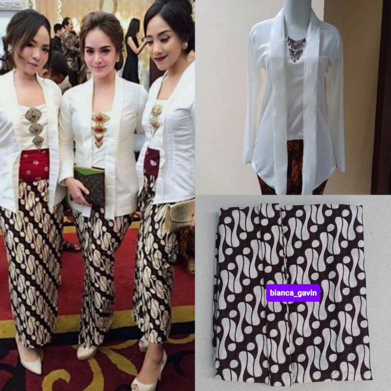 Jual Kebaya Kutubaru Warna Putih + Jarik Instan / Motif Lereng Besar ...