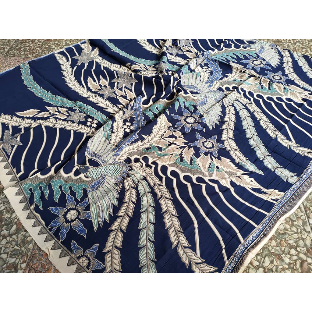 Jual Kain batik paris solo parang merak mabur biru | Shopee Indonesia