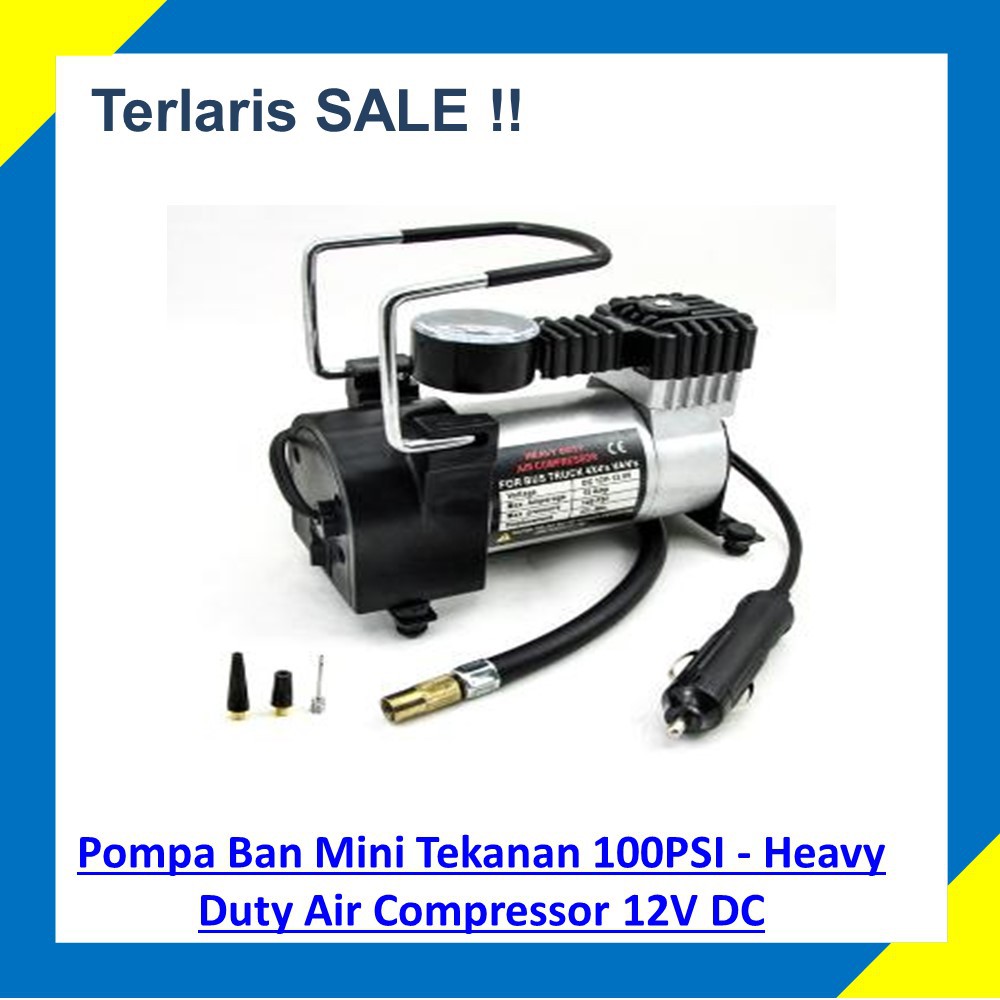 Jual Pompa Ban Mini Tekanan 100PSI / Kompresor Angin Mini - Heavy Duty ...