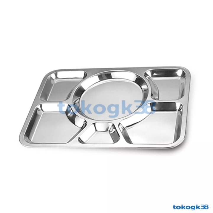 Jual Food Tray/Piring Sekat 6 Stainless | Shopee Indonesia