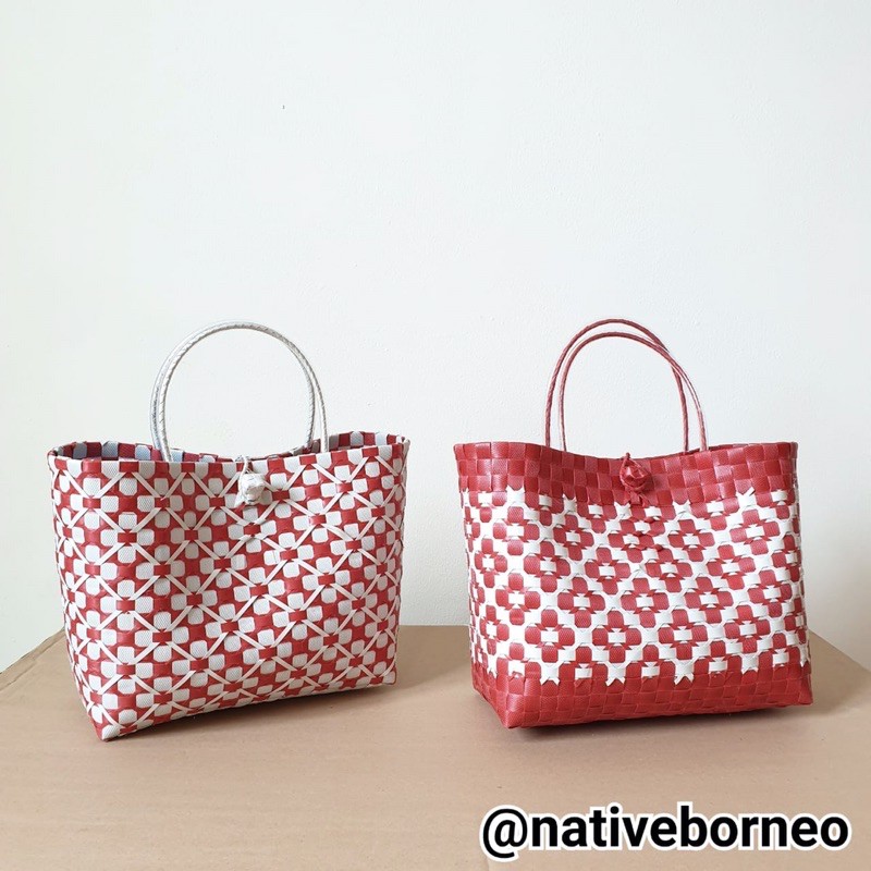 Jual Marla Bag (merah) [L067] - Tas Anyaman Plastik Merah, Tas Hampers ...