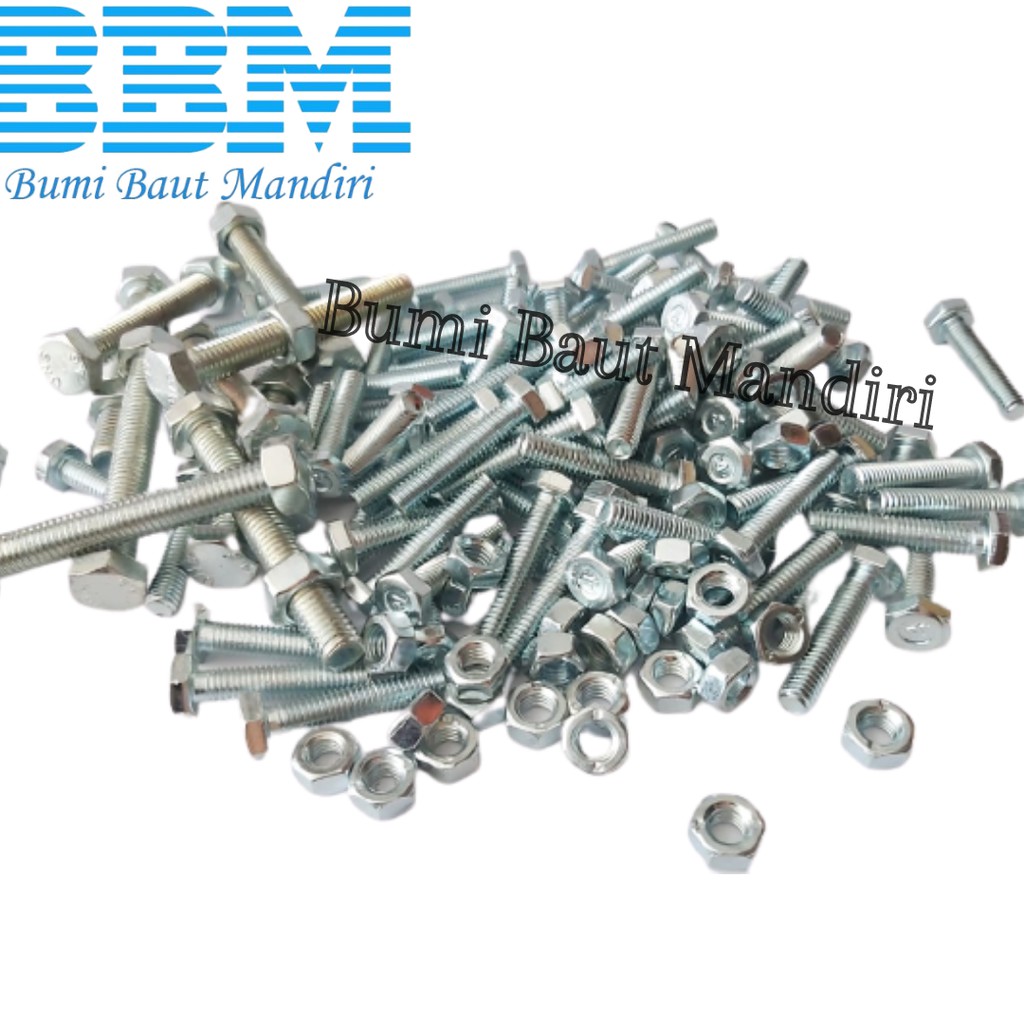 Jual BAUT MUR BESI M6 8-100 PUTIH // BAUT DAN MUR M6 8-100 // BMP M6 ...