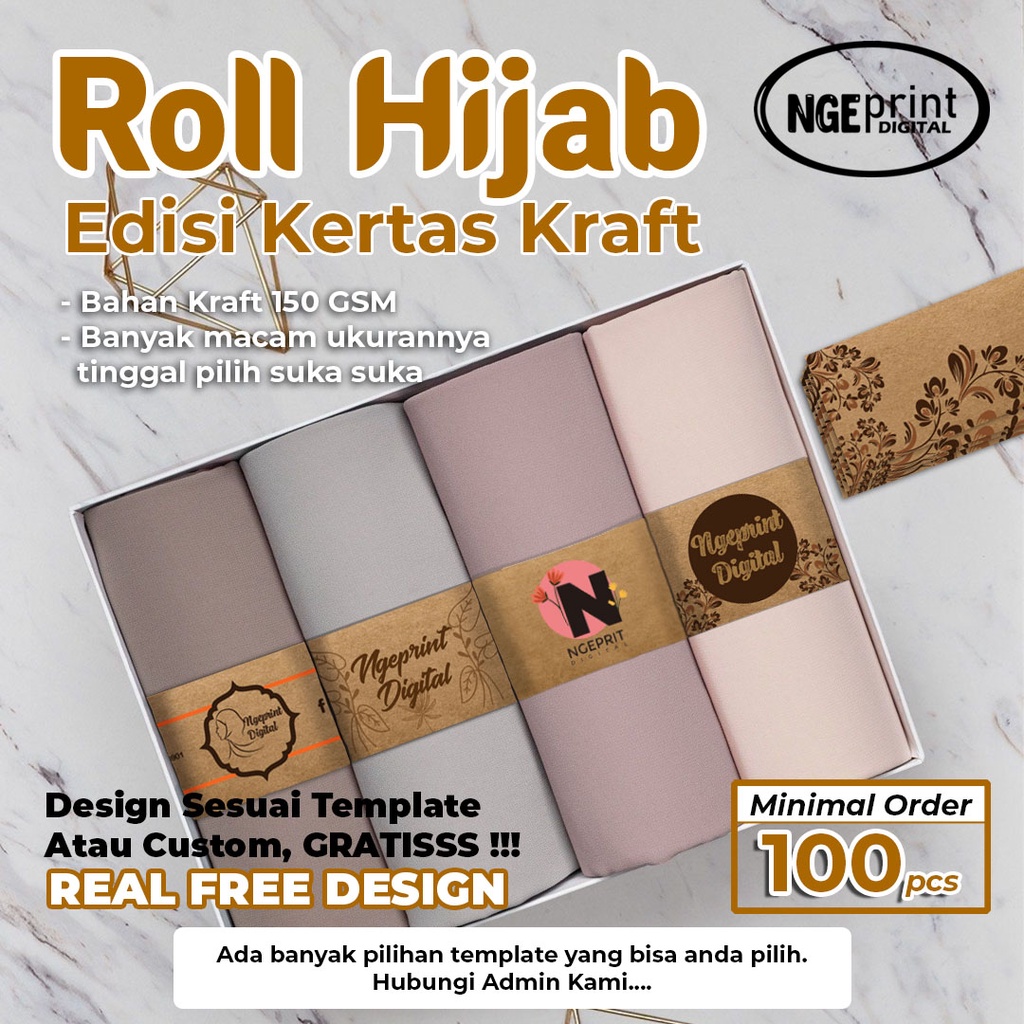 Jual [KRAFT PAPER] ROLL HIJAB / ROLLER HIJAB / LABEL HIJAB | Shopee ...