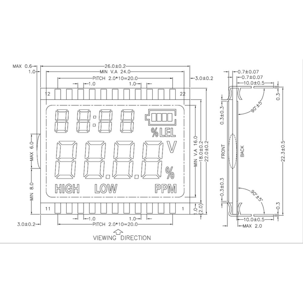Jual Segmented LCD COG Double Row 4 Digits 7 Segment GDC04789 Display 3 ...