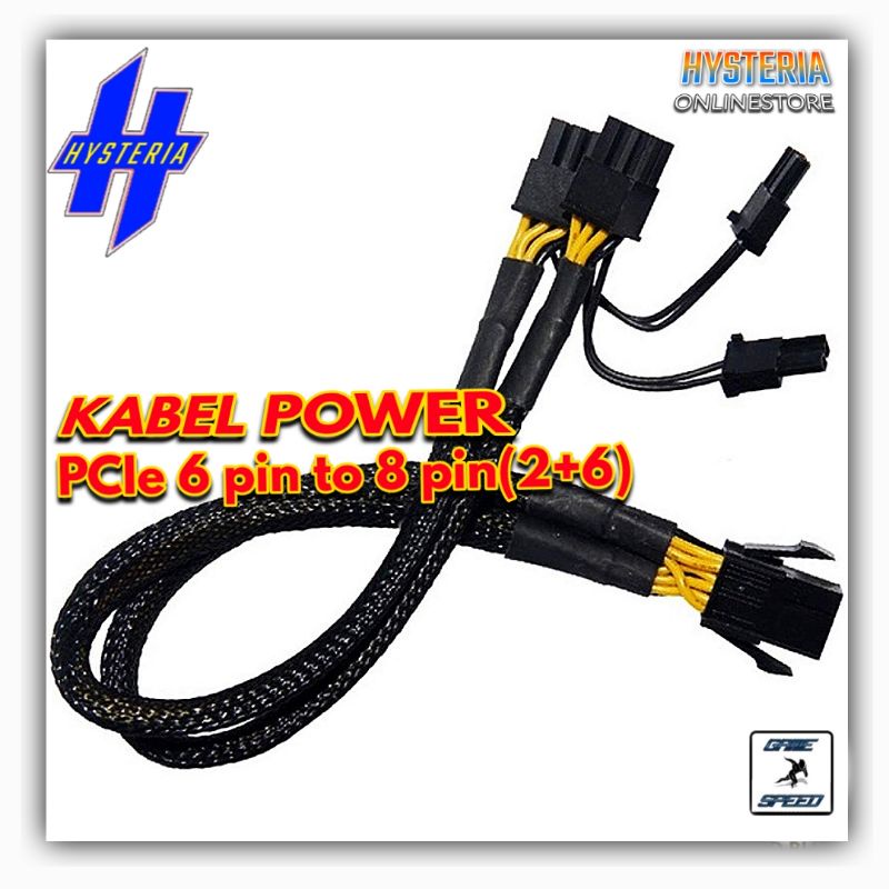Jual Kabel PCI-E Braided Sleece 6 pin to 8 pin (6+2) Kabel Power Supply ...