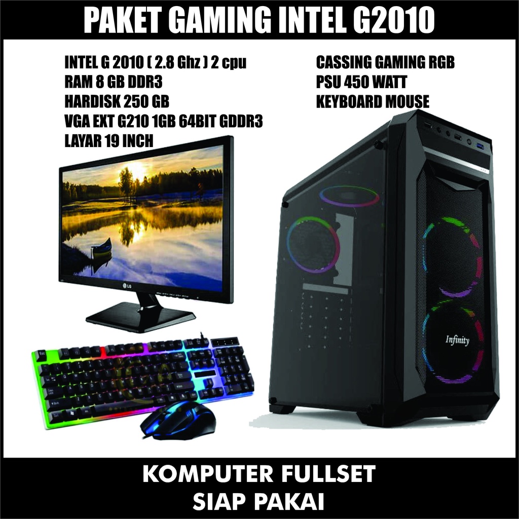 Jual PC Gaming/ Komputer Intel G 2010 Ram 8 Gb Hardisk 250Gb vga 1Gb ...