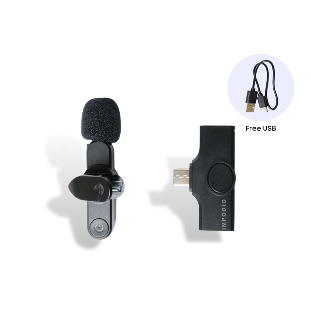 Jual IMPODIO Lavaliers Mic Wireless clip on smartphone TYPE C | Shopee ...