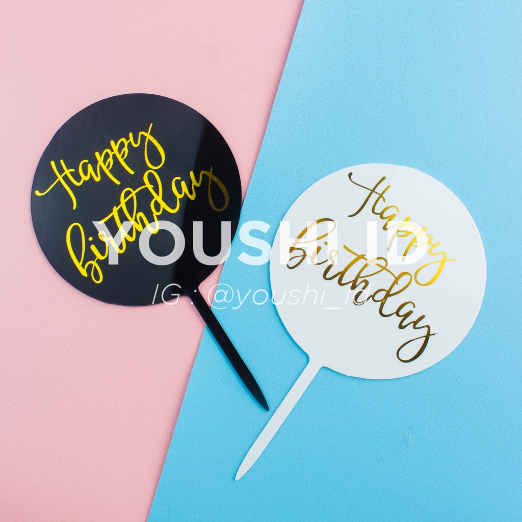 Jual Topper Kue Ulang Tahun Akrilik/Cake Topper Happy Birthday Acrylic ...