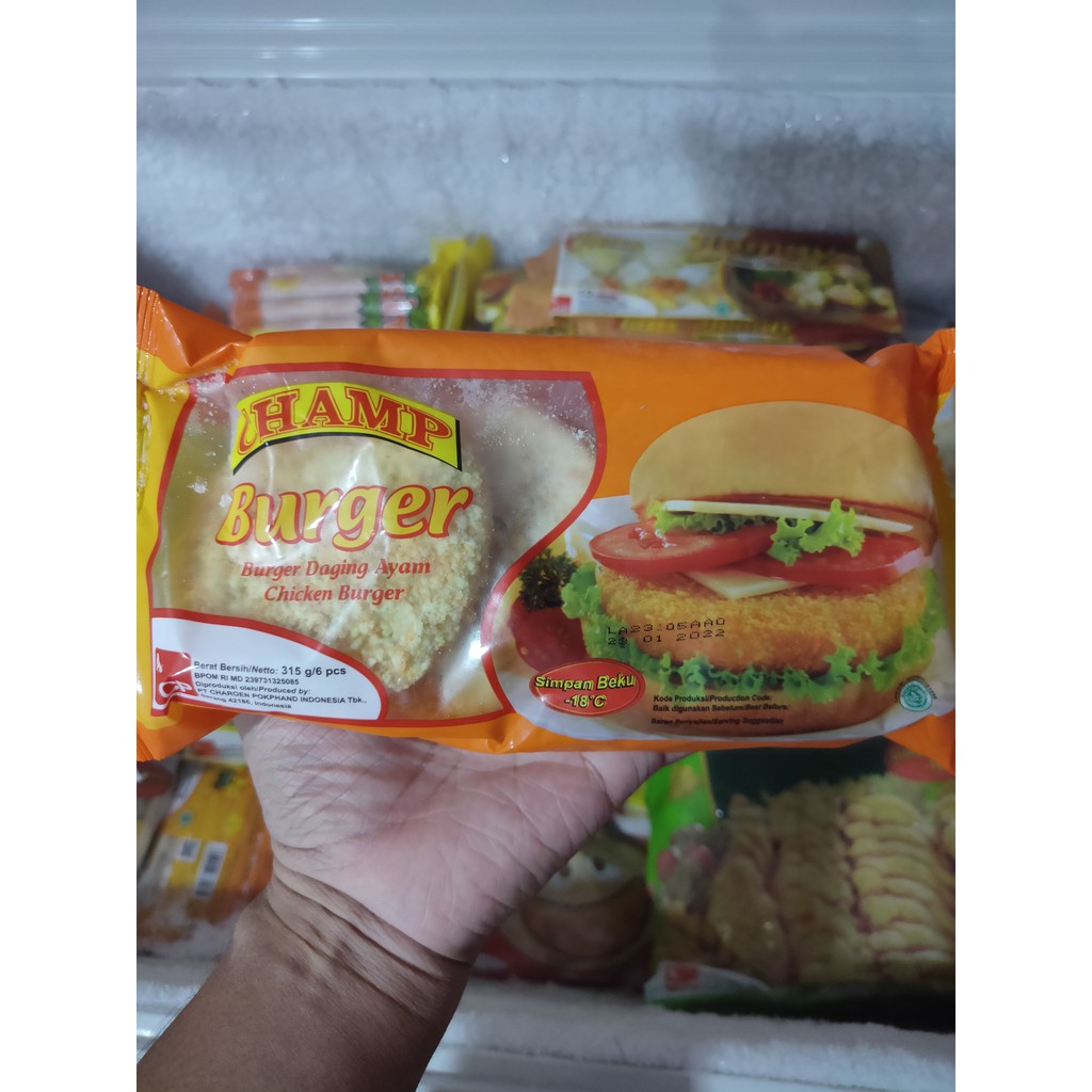 Jual champ chicken burger (burger ayam)315 gram | Shopee Indonesia