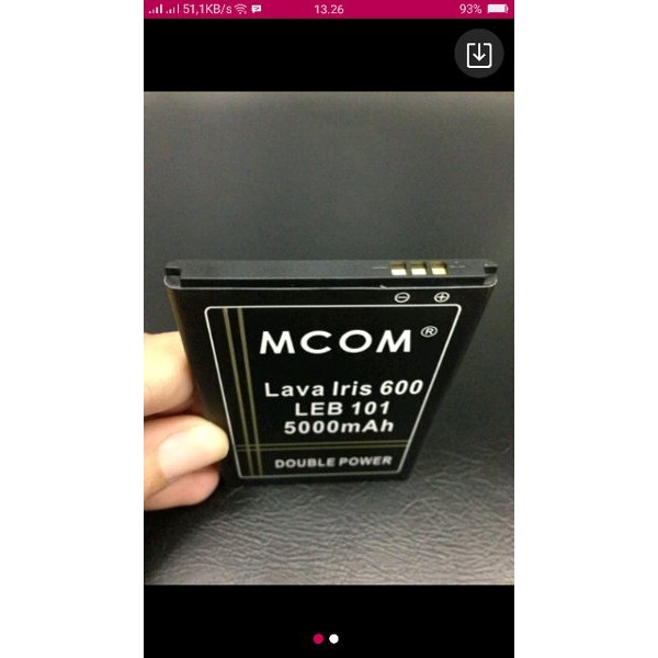 Jual DIJUAL Baterai lava iris 600 leb101 5000mah double power mcom 5000mah batre battery ...