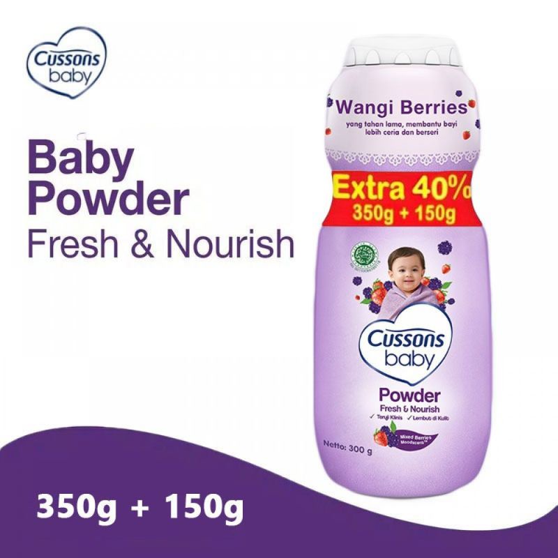 Jual Powder Cusson Baby Ungu 350gr+150gr (Extra) | Shopee Indonesia