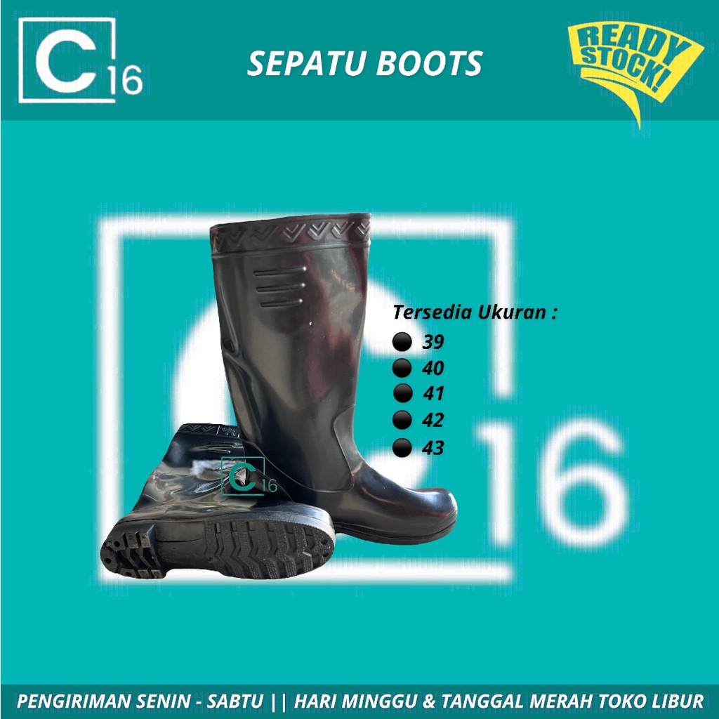 Jual Sepatu Boot Karet Hitam Panjang Boot Kerja Proyek Anti Air Banjir ...