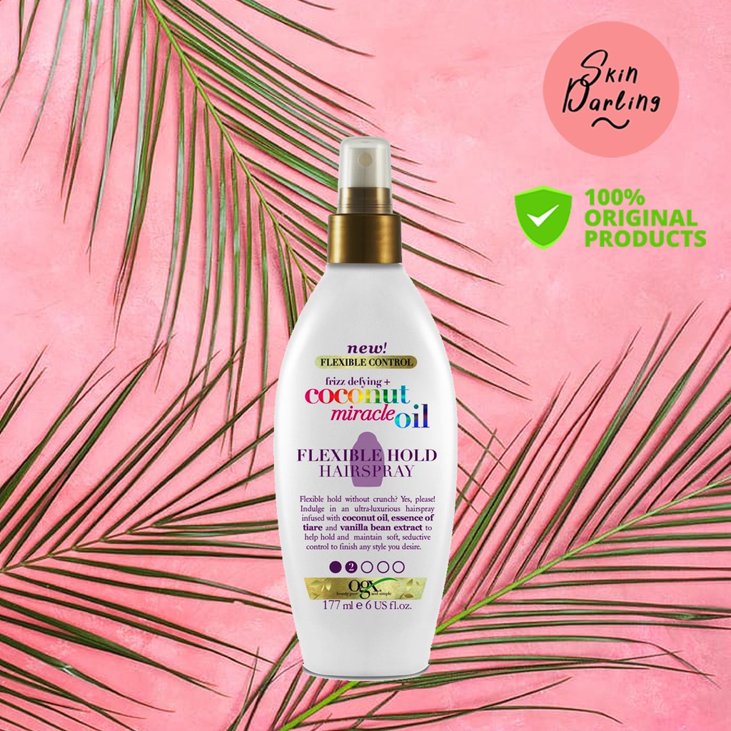 Jual Ogx Defrizz + Coconut Miracle Oil Flexible Hold Hairspray 177ml ...