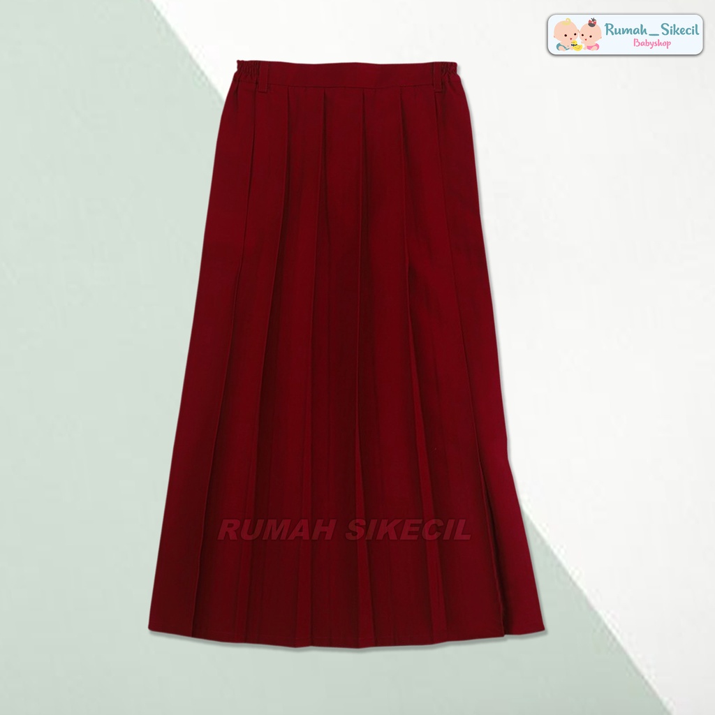 Jual Seragam Sekolah Rok Panjang SD MI / Model Lipit Rempel Warna Merah Putih Hijau Hitam Coklat ...