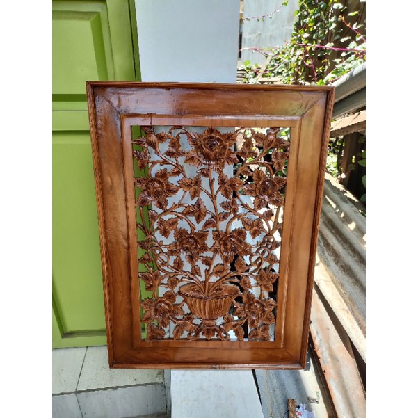 Jual hiasan dinding ukir bunga berbagai model 60x40 | Shopee Indonesia