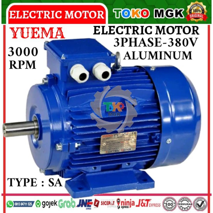 Jual SA-5.5KW/7.5HP/3PHASE/3000rpm B3 FOOT YUEMA MOTOR ALUMUNIUM HARGA ...