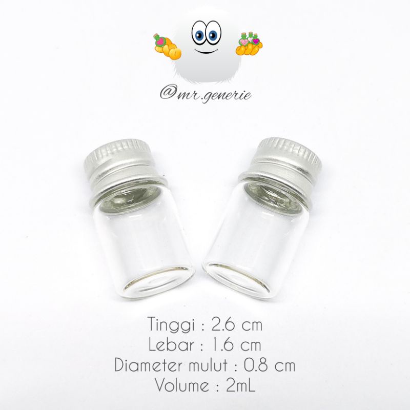 Jual Mr.Generie 2mL Aluminium Glass Bottle / Botol Kaca Tutup Alumunium ...