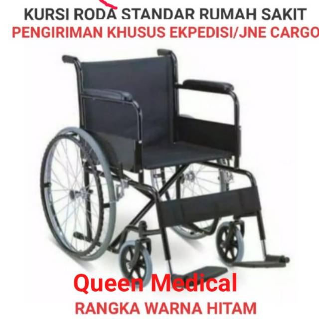Jual Kursi Roda Standard Rumah Sakit Rangka Hitam/Kursi Roda Pasien ...