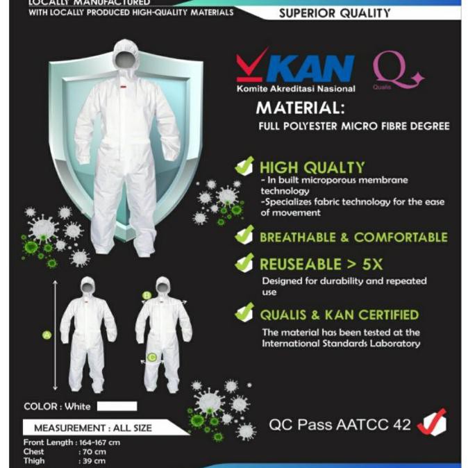 Jual APD / HAZMAT SUIT Micro Fiber 120 Gram BERSERTIFIKAT LULUS UJI LAB ...