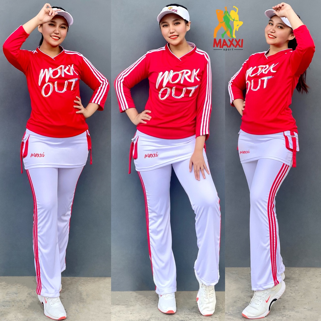 Jual SETELAN READY!!! Set Baju Senam Rok Merah Putih Setelan Zumba Baju ...