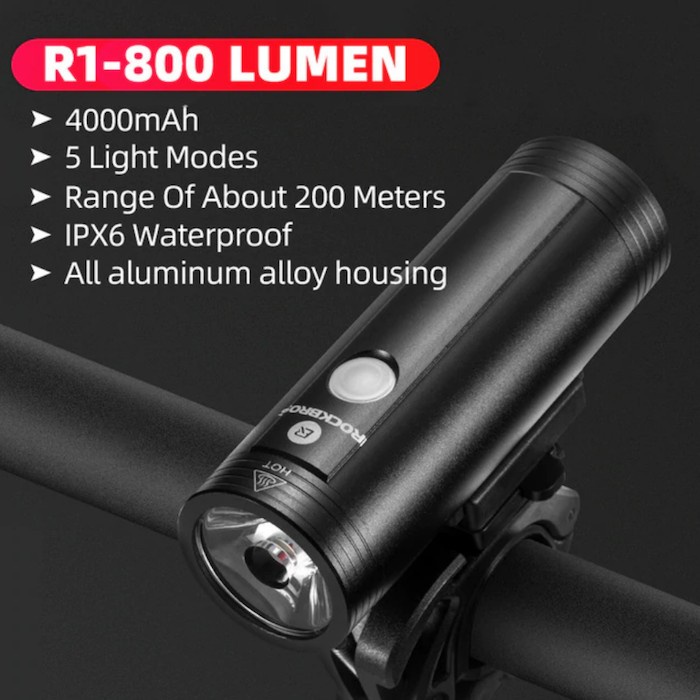Jual Lampu Sepeda Rockbros R1-800 Senter Usb Waterproof Flashlight ...