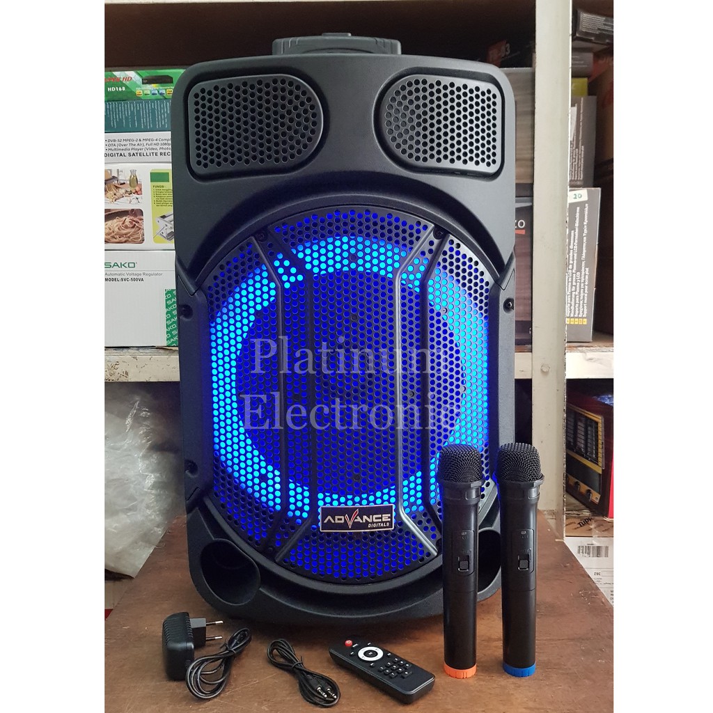 Jual Speaker Aktif 15 Inch Advance K1503 Portable 2 Mic Wireless