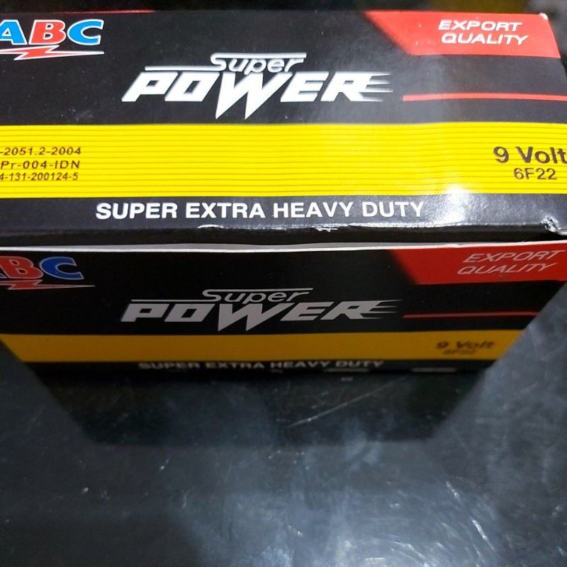 Jual baterai abc super power 9 volt 6f22 ( tertera harga selusin 12 pcs ...