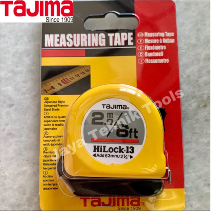 Jual Meteran Tajima 2 meter Hi Lock Kuning Japan Measuring Tape Original Made In Japan | Shopee ...