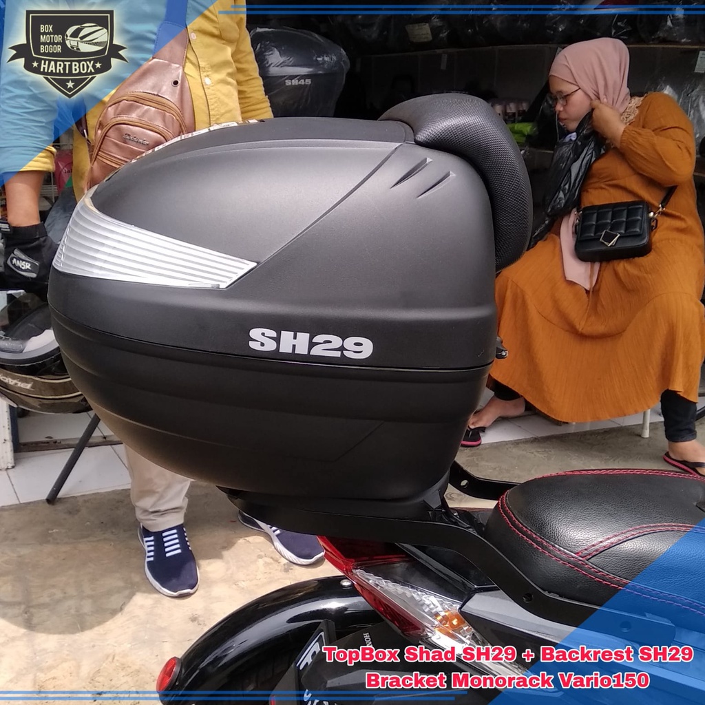 Jual Box Motor Shad SH29 Plus Backrest Sandaran Box Touring | TopBox SH 29 Muat 1 Helm Jas Hujan ...