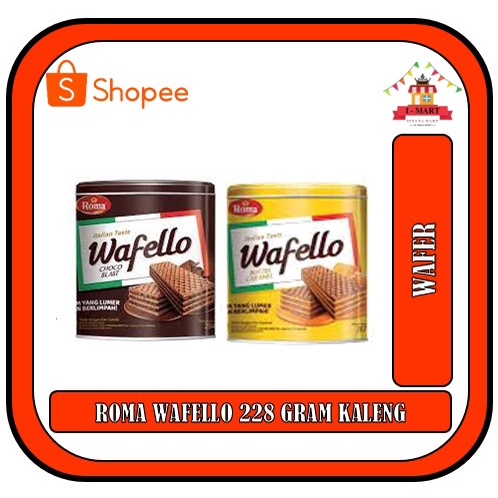 Jual ROMA WAFELLO WAFELO 228 GRAM WAFER KALENG BUTTER CARAMEL COKLAT ...