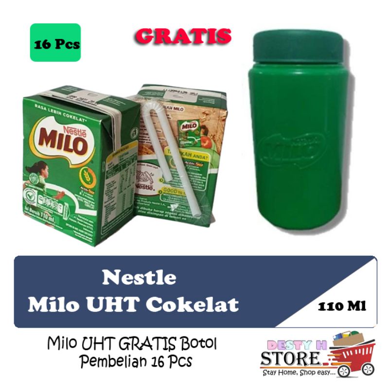 Jual Susu Milo UHT 110ml Nestle / 16 pcs Gratis Botol | Shopee Indonesia