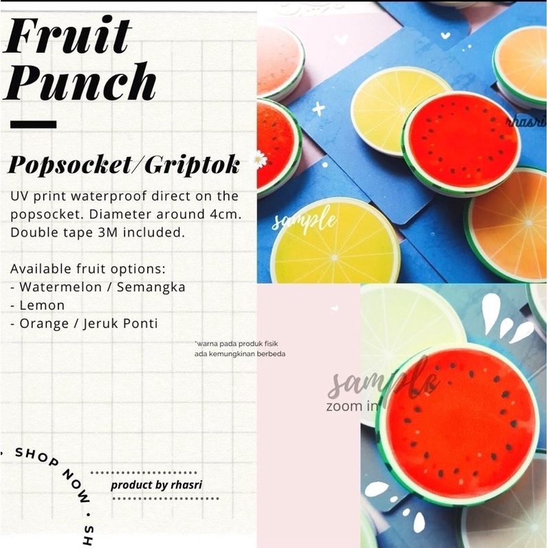 Jual pop socket fruit griptok popsocket fruit watermelon jeruk orange ...