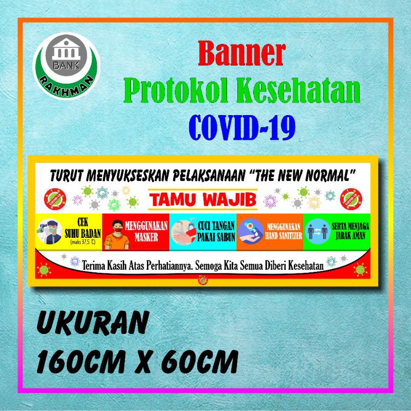 Jual Spanduk Banner Protokol Kesehatan Covid 19 Ukuran 160cm X 60cm