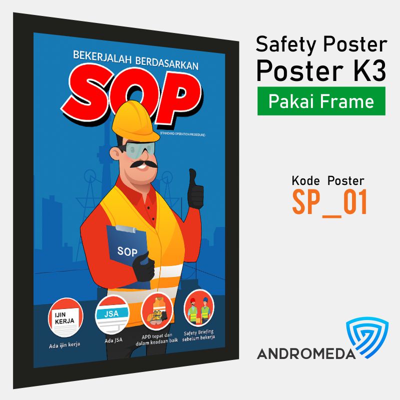 Jual Safety Poster K3 : SOP Ijin Kerja Prosedur Work Permit + Frame ...