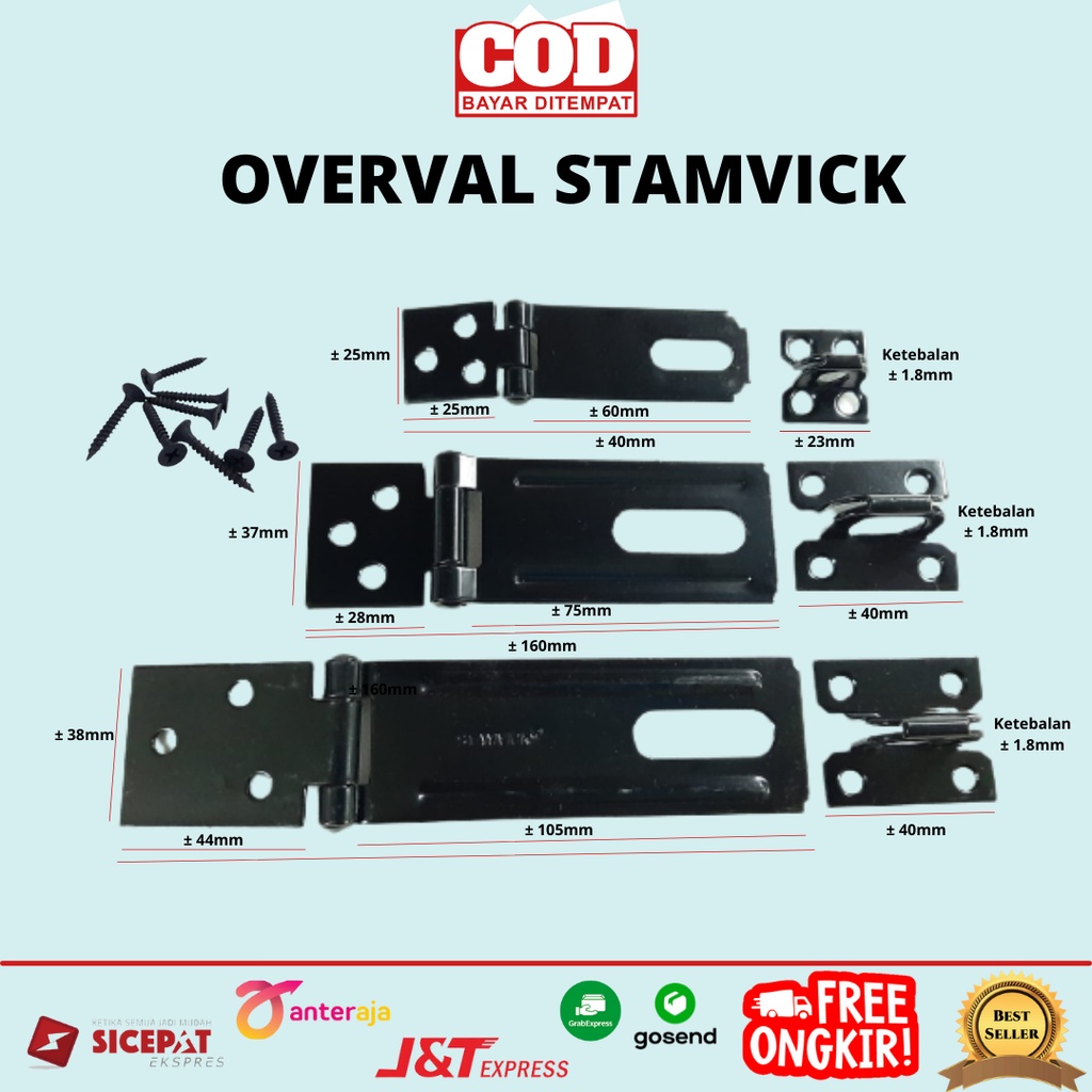 Jual OVERPALL HITAM TEBAL STAPLES / HASPS / TEMPAT GEMBOK/ CANTELAN ...