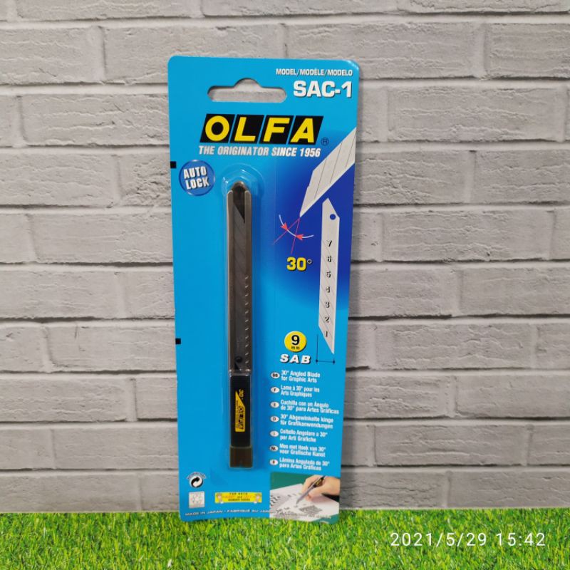 Jual OLFA SAC-1 Pisau Grafik 9mm Stainless-Steel Graphics Knife with 30-Degree Precision Blade ...