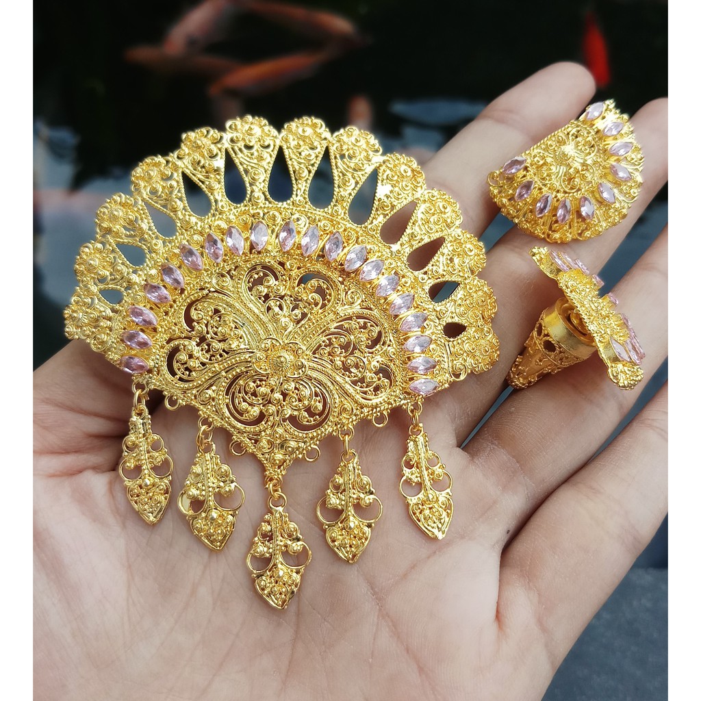 Jual bros alpaka bali set kebaya motif kipas padi suant | Shopee Indonesia