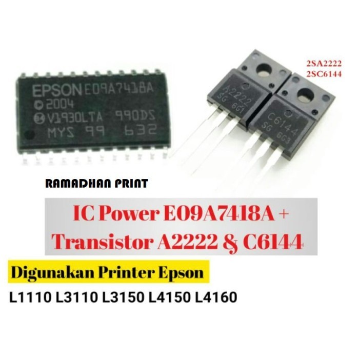 Jual IC Power E09A92GA + IC TR A2222 + IC TR C6144 IC Transistor New Epson | Shopee Indonesia
