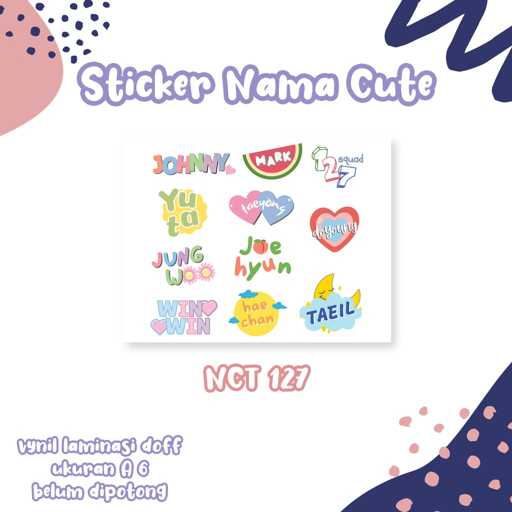 Jual Sticker nama cute NCT 127 NCT Dream WayV stiker | Shopee Indonesia