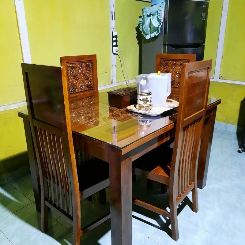 Jual MEJA MAKAN BALERO KAYU JATI KURSI MAKAN MINIMALIS | Shopee Indonesia