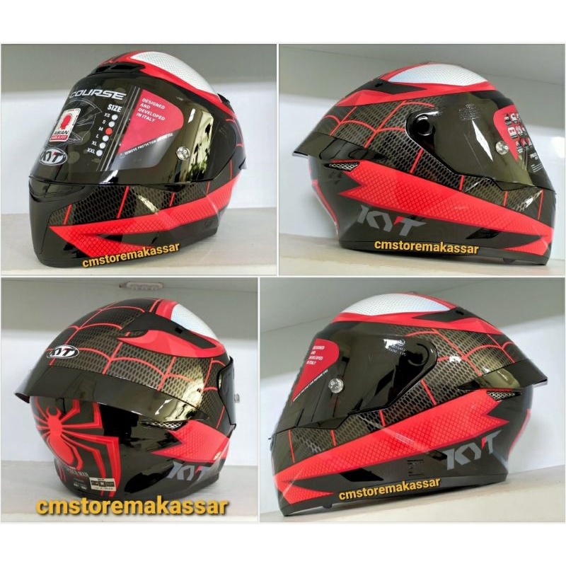 Jual KYT TT Course Marvel Spiderman Miles Morales Edition Full Face SNI DOT Limited Edition ...